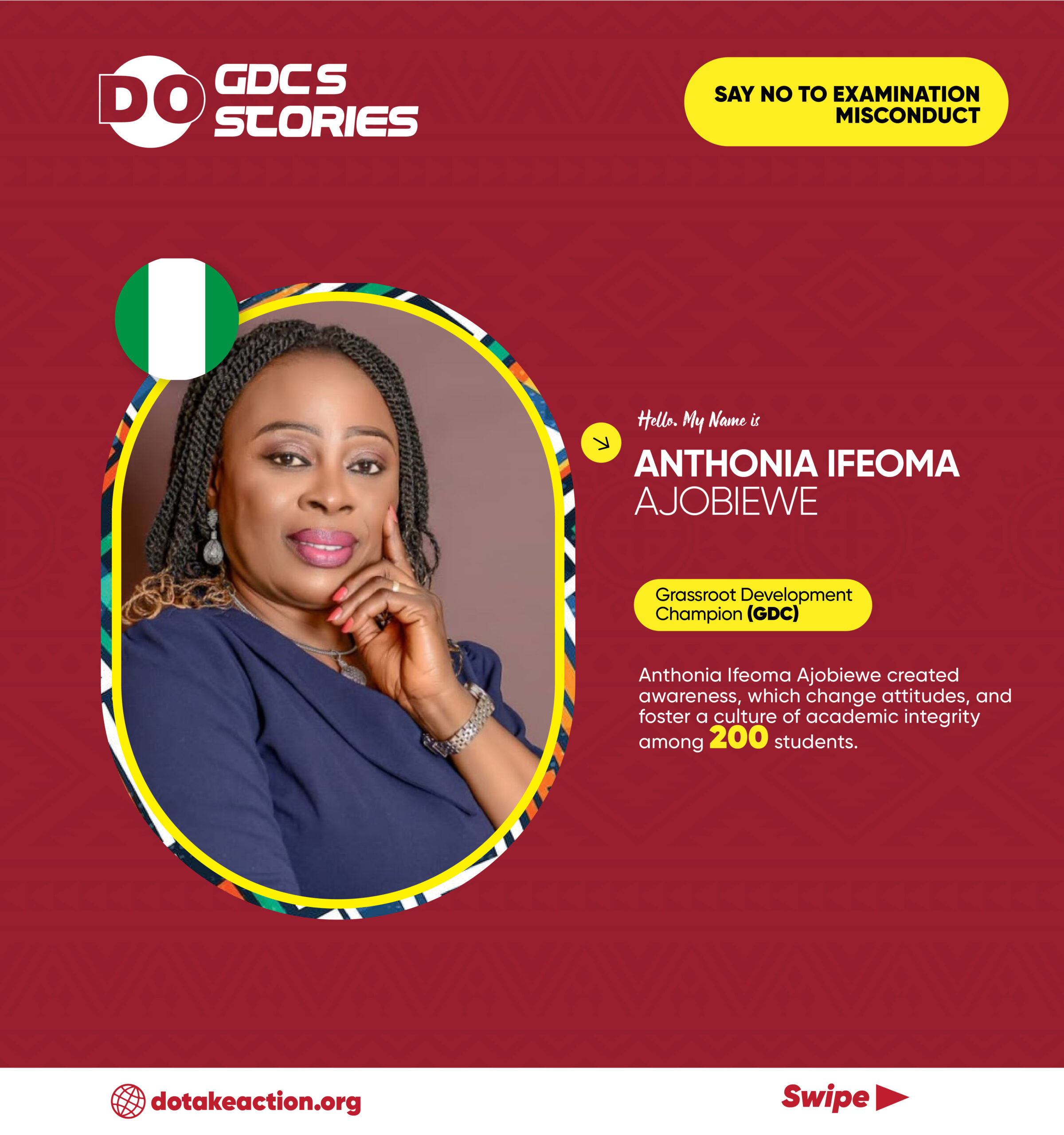 Anthonia Ifeoma Ajobiewe fostered academic integrity among 200 students ...